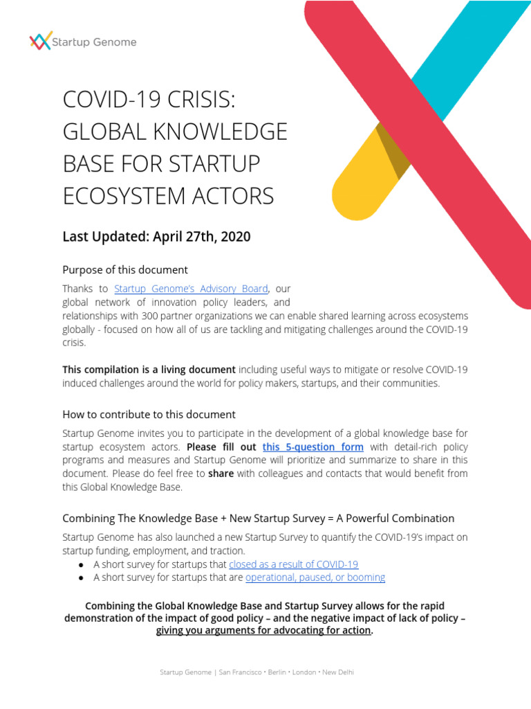 COVID-19 Crisis Global Knowledge Base For Startup Ecosystem Actors - Startup Genome 2 | PDF ...