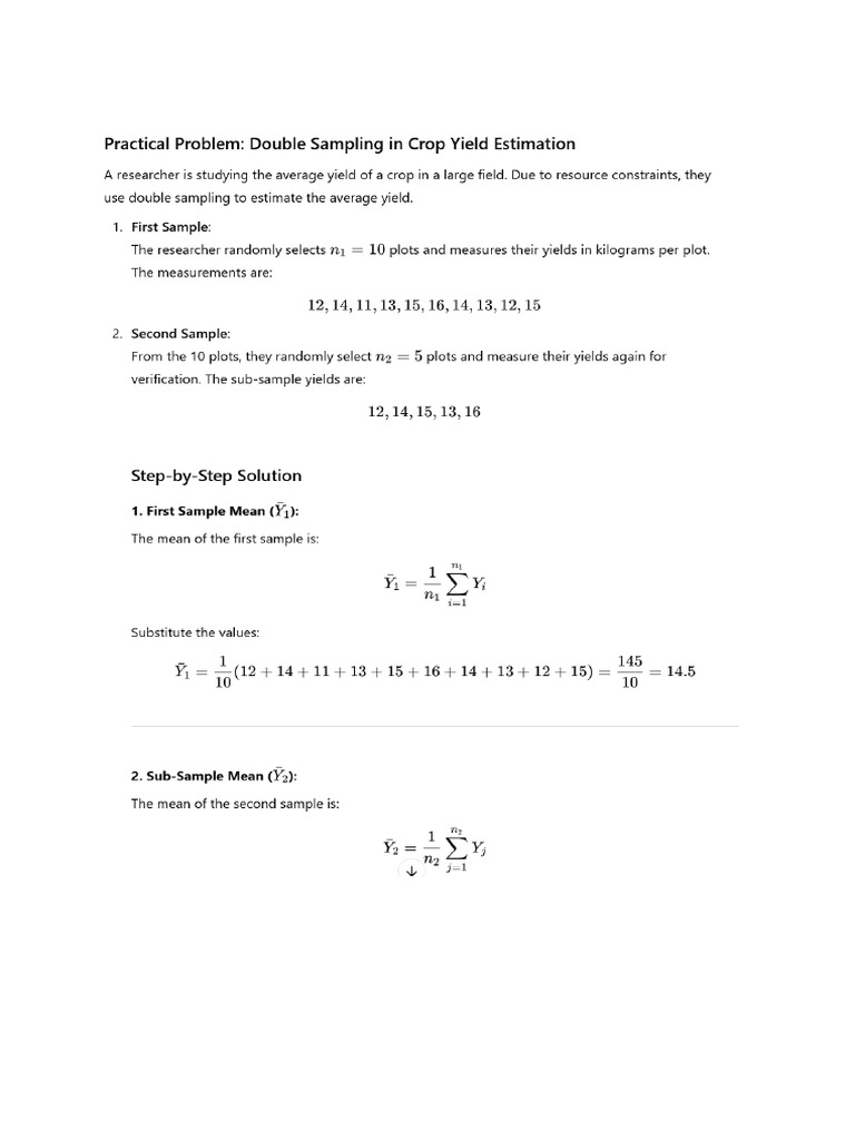 Practical Problem of Double Sampling | PDF