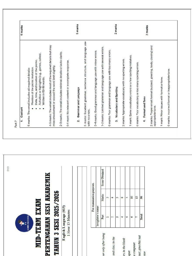 Sample Y1 Mix Exam Question | PDF