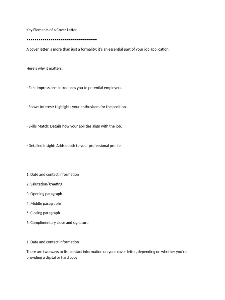 Essential Cover Letter Components | PDF