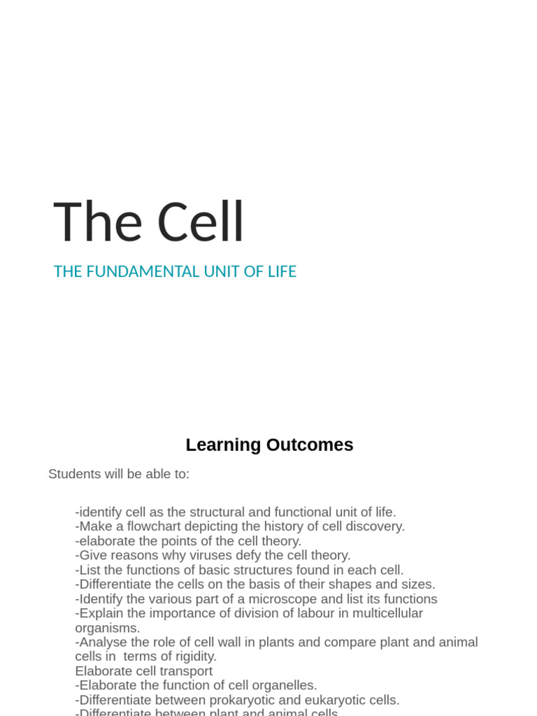 Cell-Complete Chapter PPT - The Fundamental Unit of Life 2022-23 | PDF ...