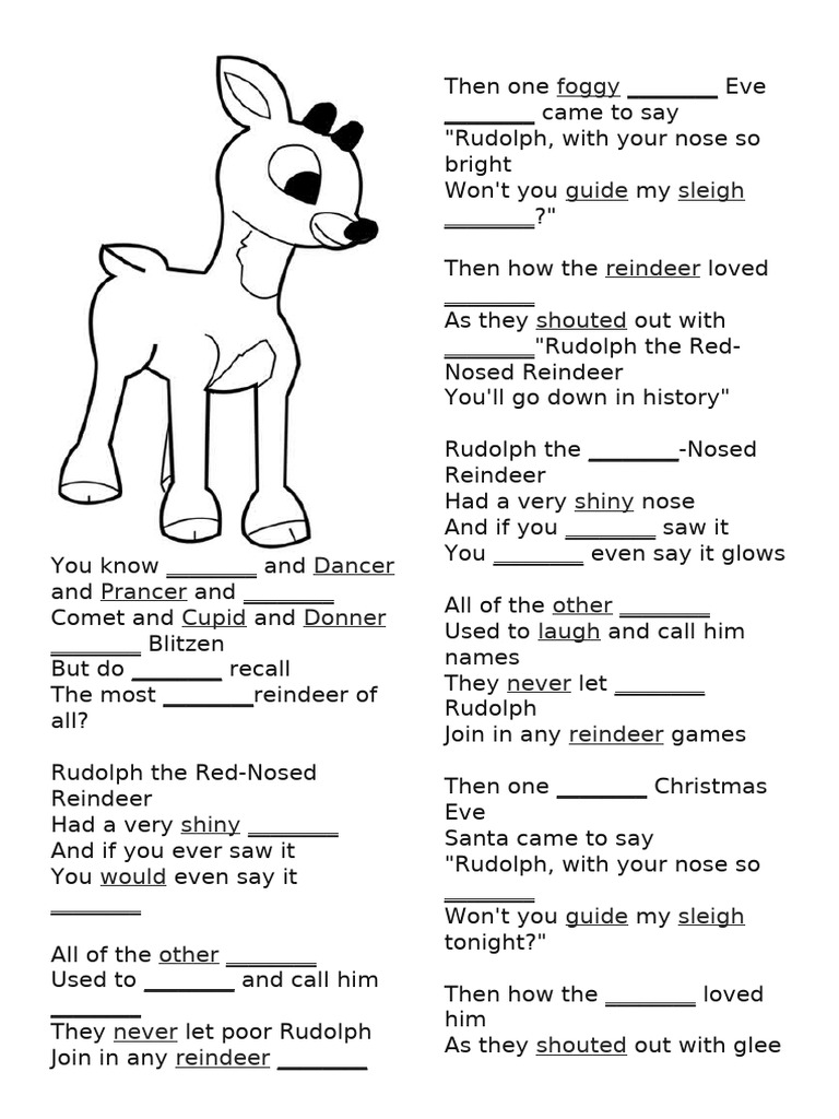 Christmas Rudolf Lyrics | PDF | Santa Claus's Reindeer | Rudolph The ...