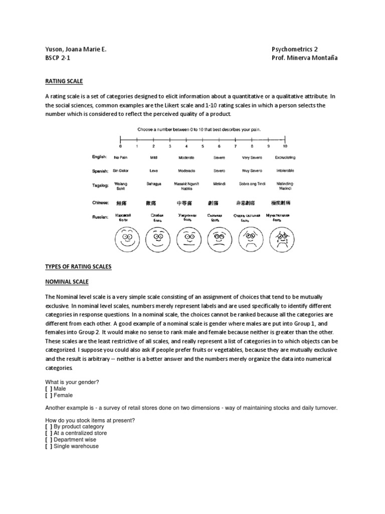 Rating Scale | PDF | Likert Scale | Level Of Measurement