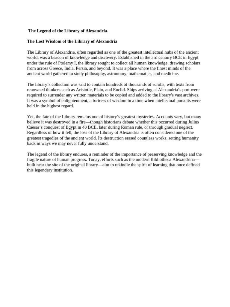 Legacy of the Library of Alexandria | PDF