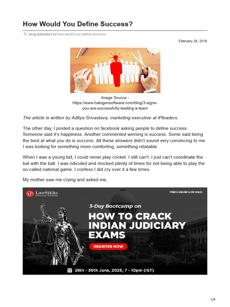 Blog - Ipleaders.in-How Would You Define Success | PDF | Educational Technology