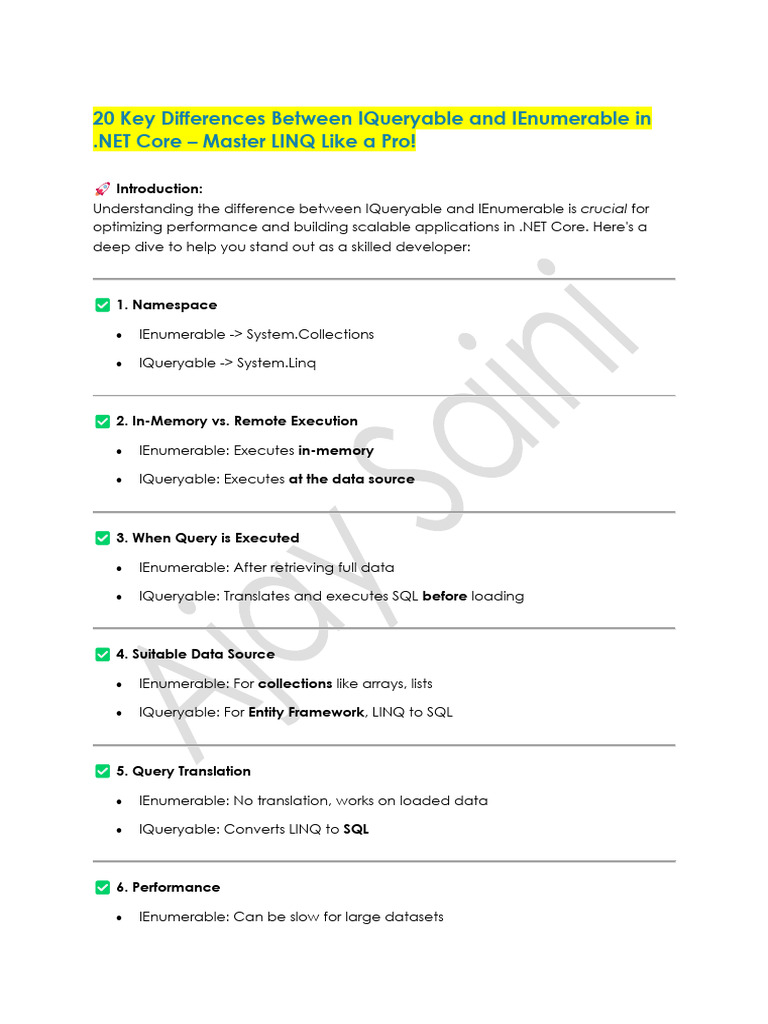 Differences Between IQueryable and IEnumerable | PDF | Language Integrated Query | Information ...