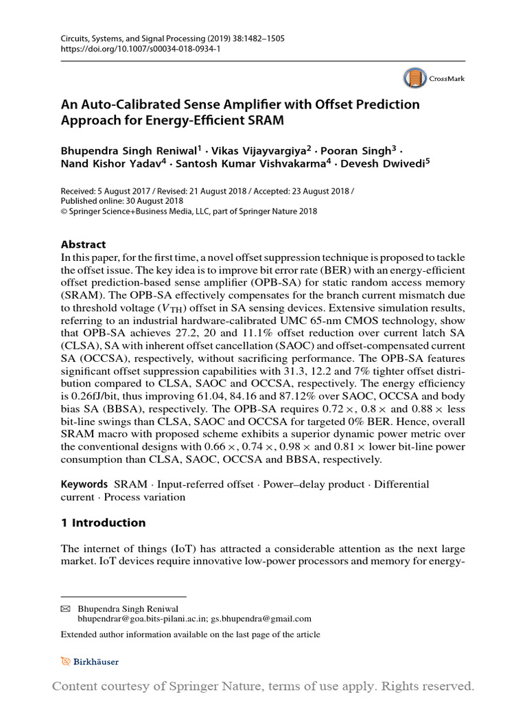 An Auto-Calibrated Sense Amplifier With Offset Pre | PDF | System On A ...