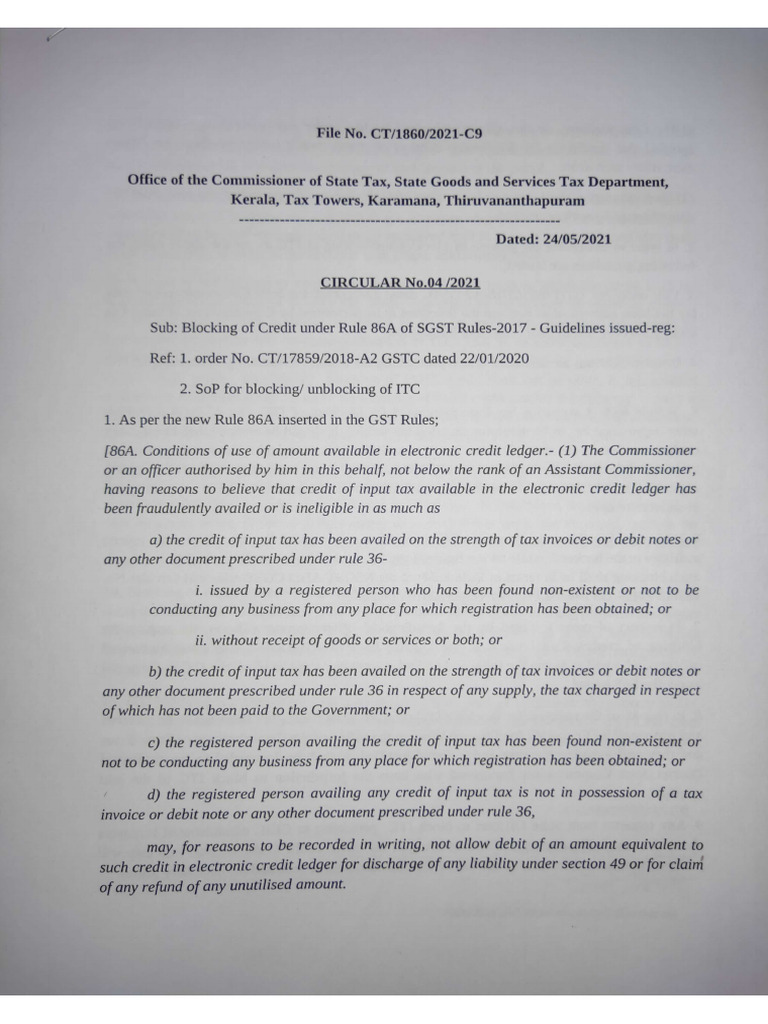 GST Circular 04 2021 | PDF