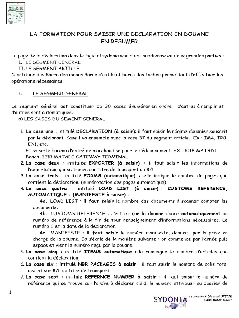 Formation à la Déclaration en Douane | PDF | Transport