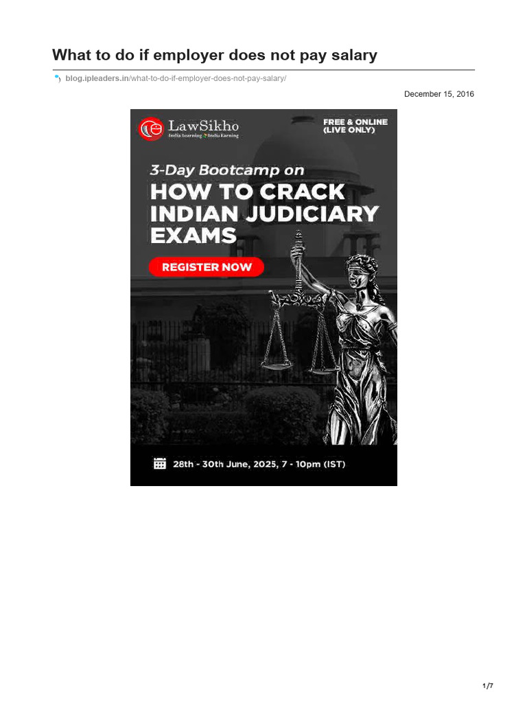Blog - Ipleaders.in-What To Do If Employer Does Not Pay Salary | PDF ...