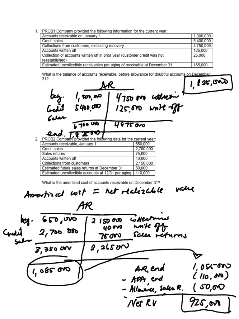 Guided Exercises - AR Practice | PDF | Bad Debt | Inventory