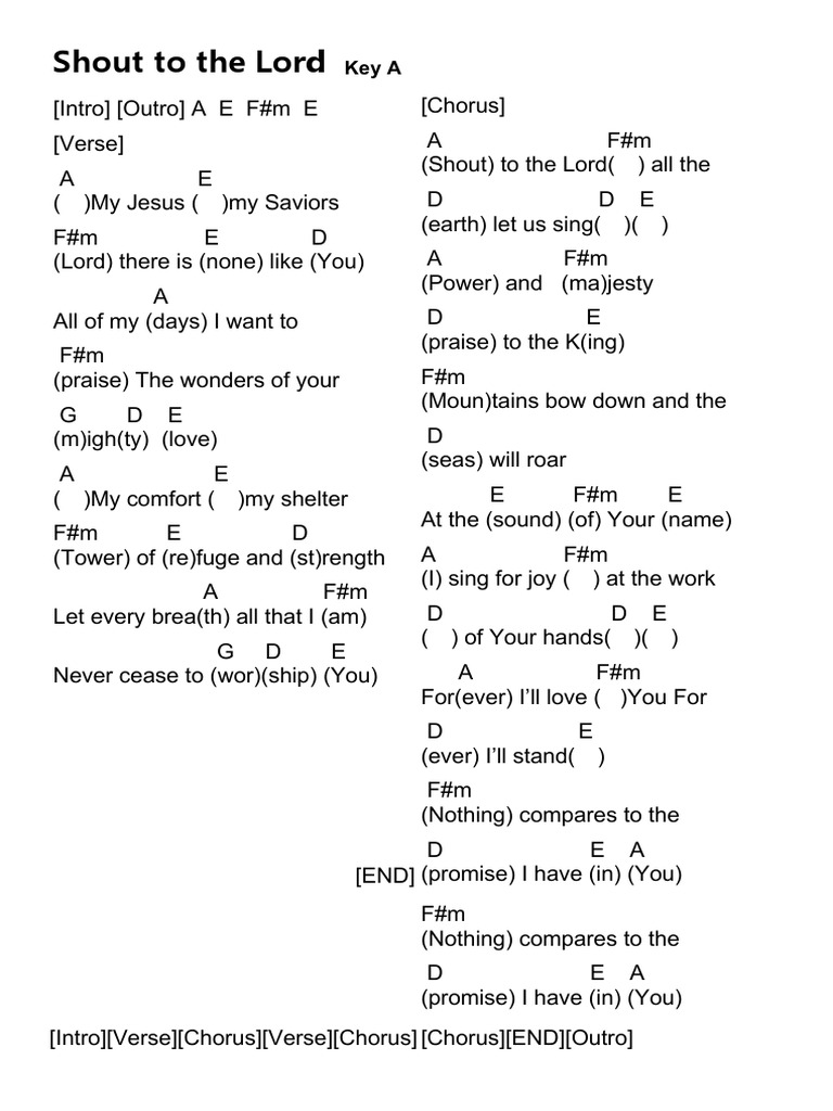 Shout to the Lord - Key of A | PDF
