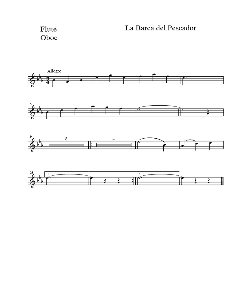 Flute and Oboe Sheet Music Excerpt | PDF