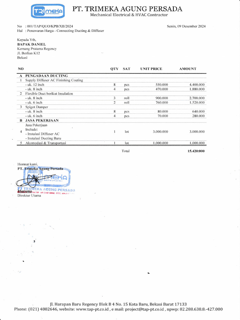 001 - QUO - Connecting Ducting & Diffuser-1 | PDF