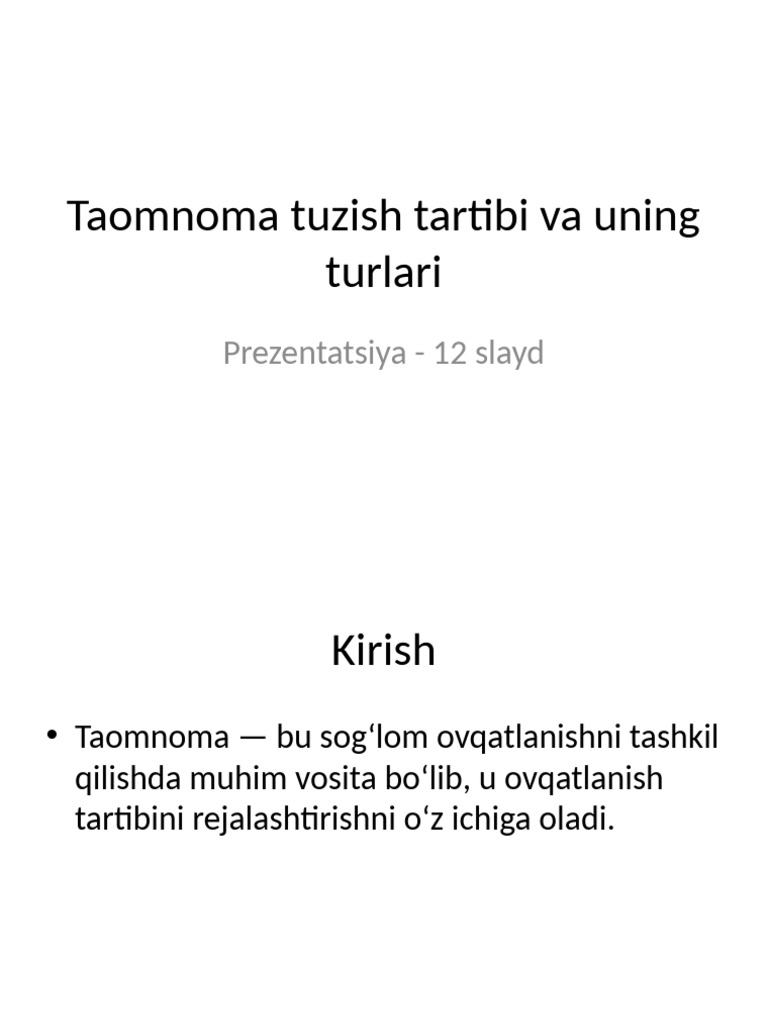 Taomnoma Prezentatsiya | PDF