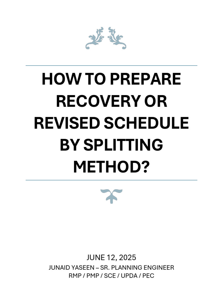How To Prepare Recovery or Revised Schedule by Splitting Method | PDF ...