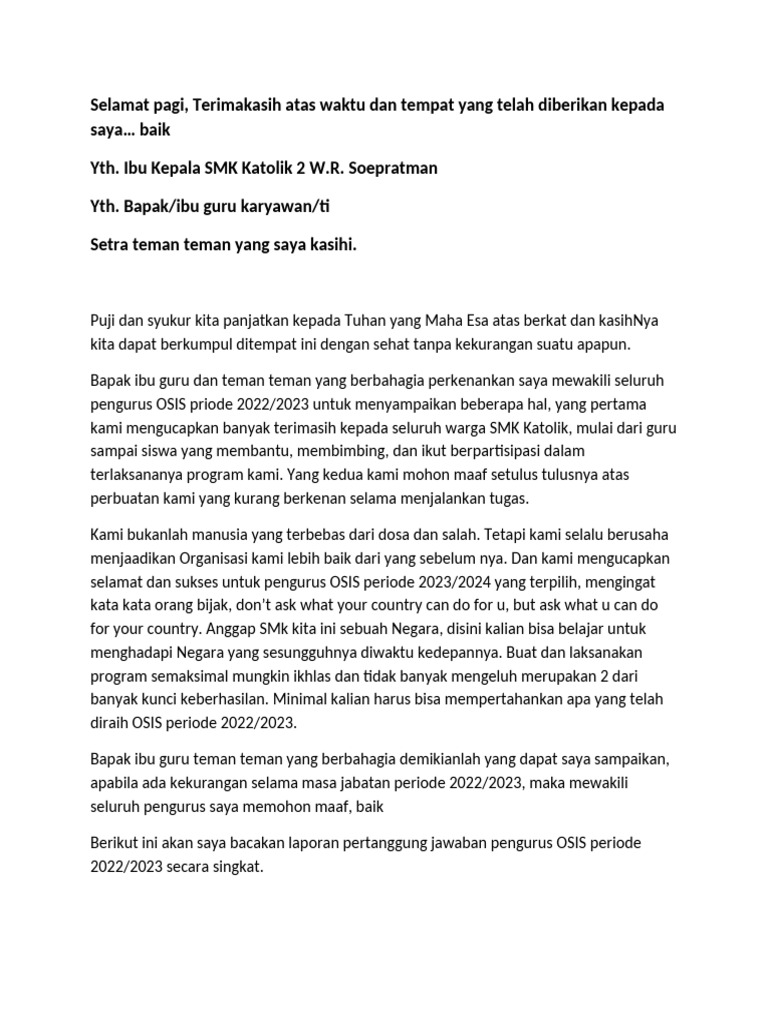 Laporan Pengurus Osis | PDF