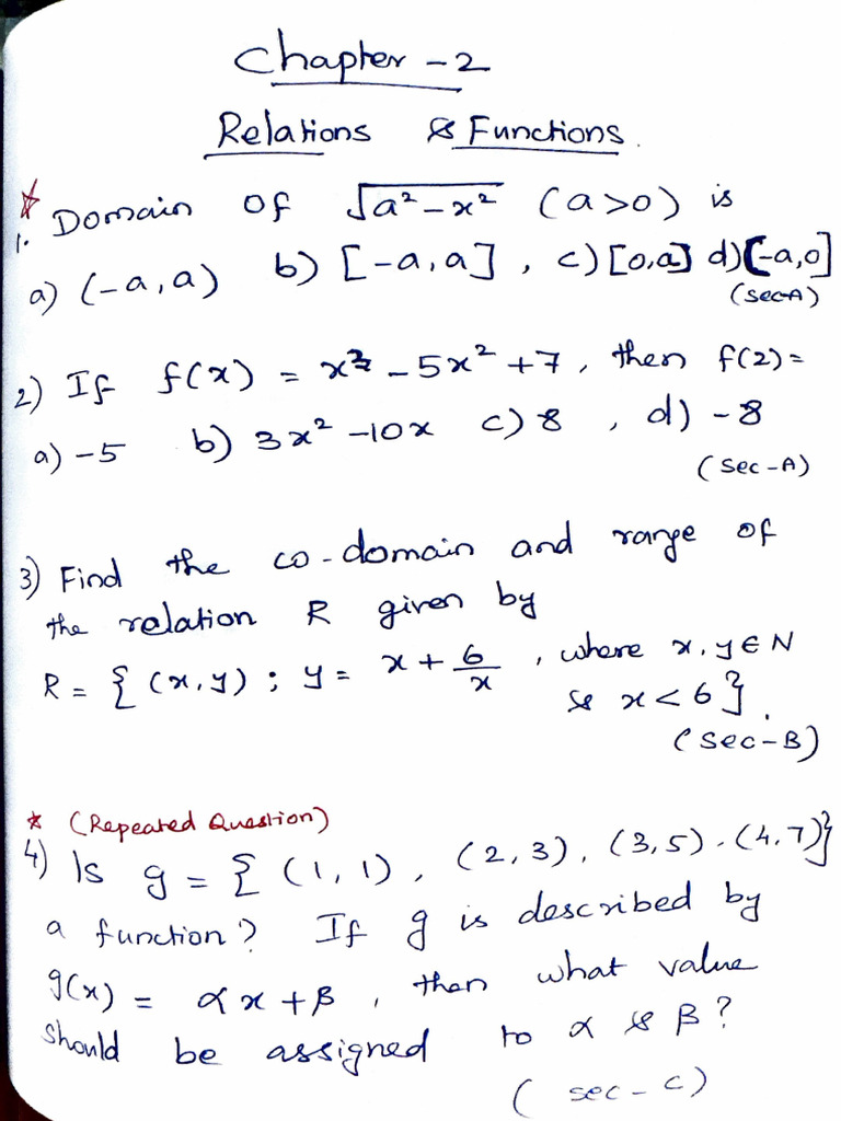 Chapter 2 Relations & Functions 1 | PDF