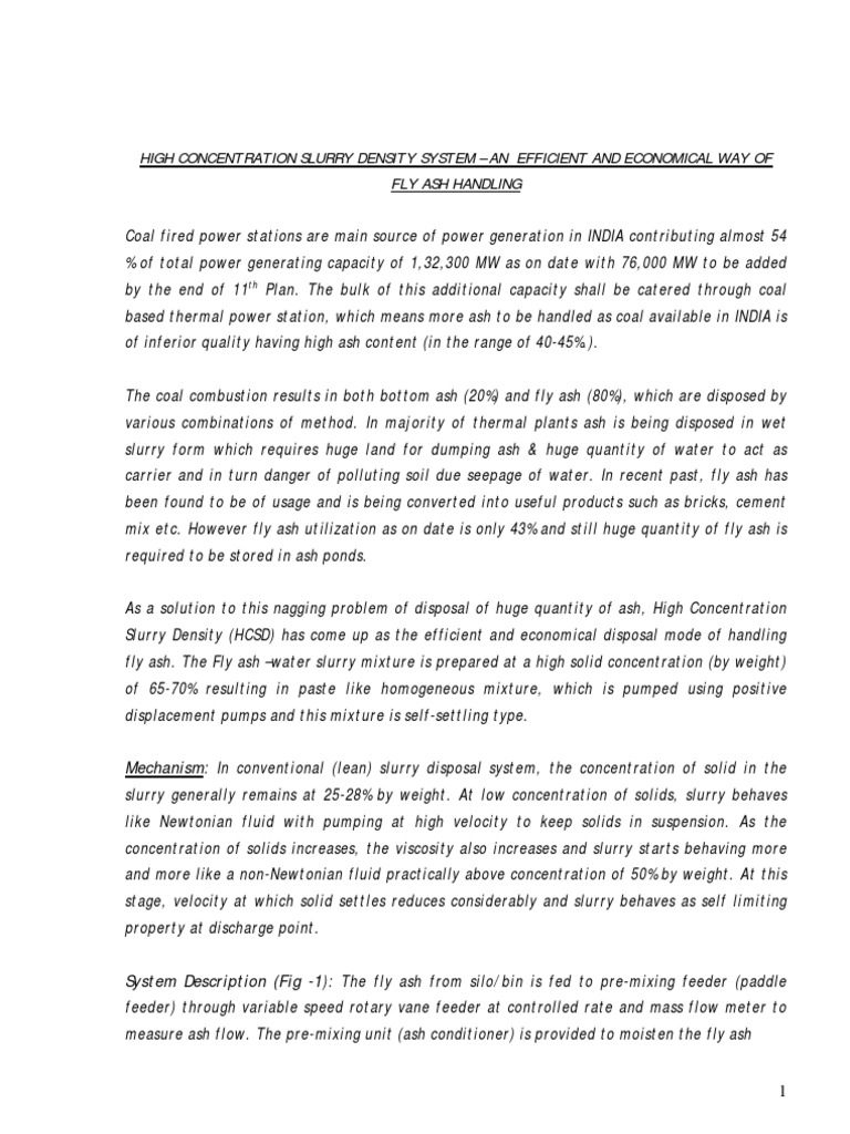 Efficient Fly Ash Handling with High Concentration Slurry Density ...