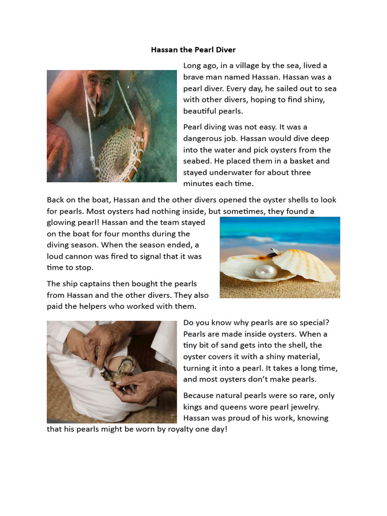 Reading Resource - Hassan The Pearl Diver | PDF | Pearl | Oyster