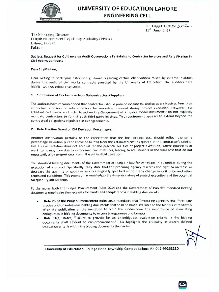 Letter To MD PPRA 06-12-2025 10.15 | PDF