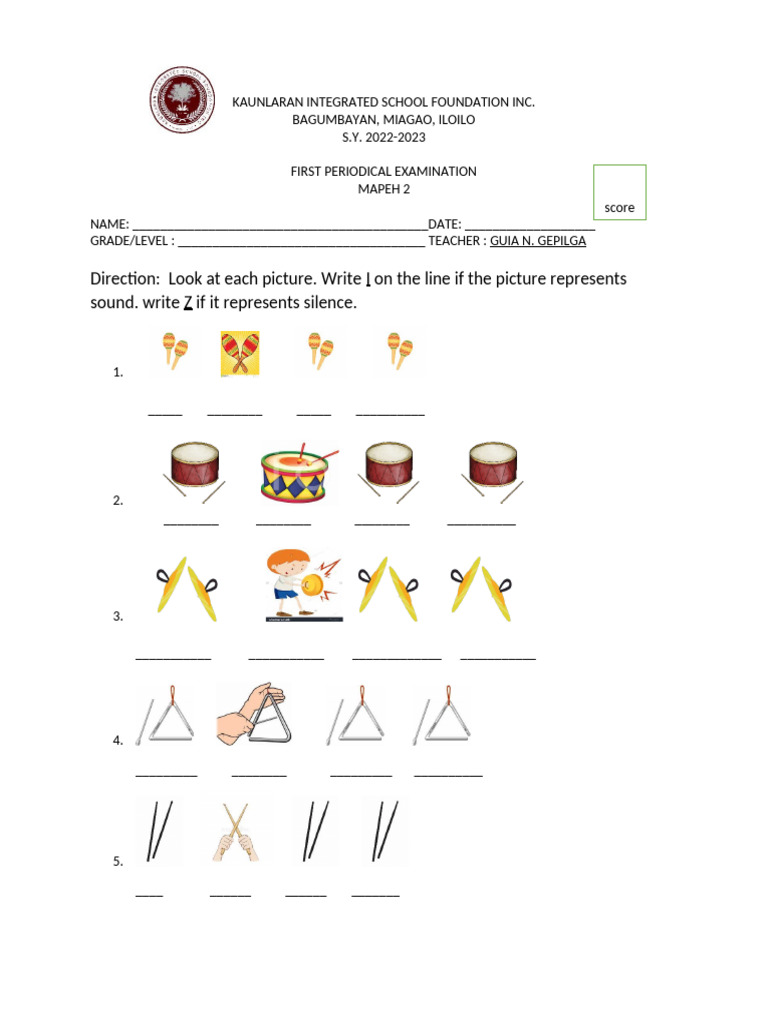 MAPEH 2 First Periodical Exam 2022-2023 | PDF | Foods