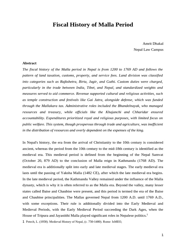 Fiscal History of Medieval Nepal | PDF | Kathmandu | Taxes