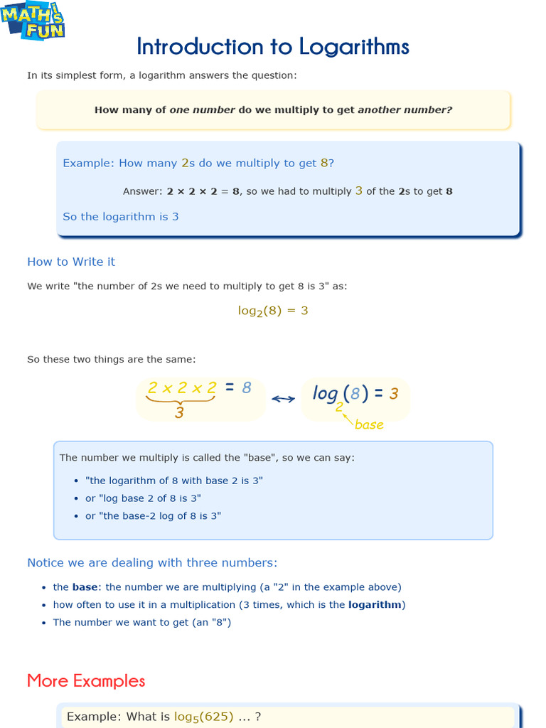 Introduction to Logarithms Explained | PDF | Exponentiation | Logarithm