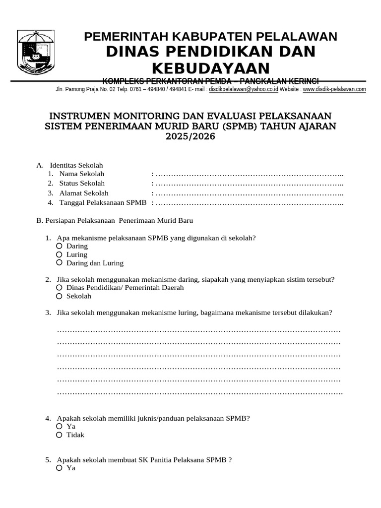 Instrumen SPMB | PDF