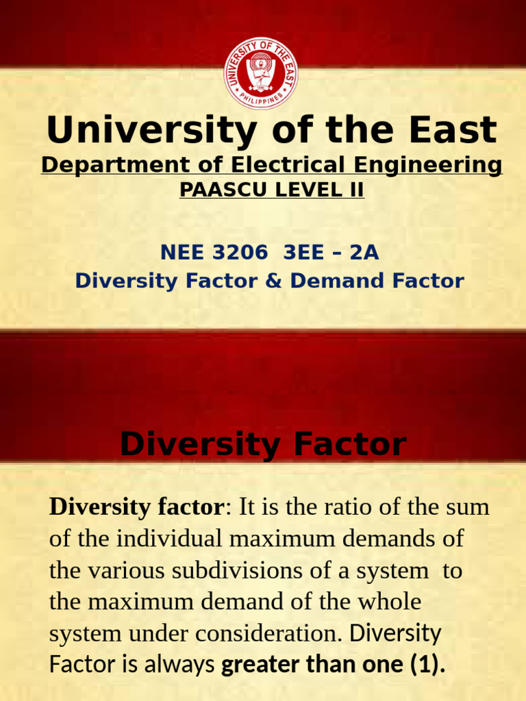 2023 NEE 3206 Demand Factor & Diversity Factor | PDF | Power (Physics ...