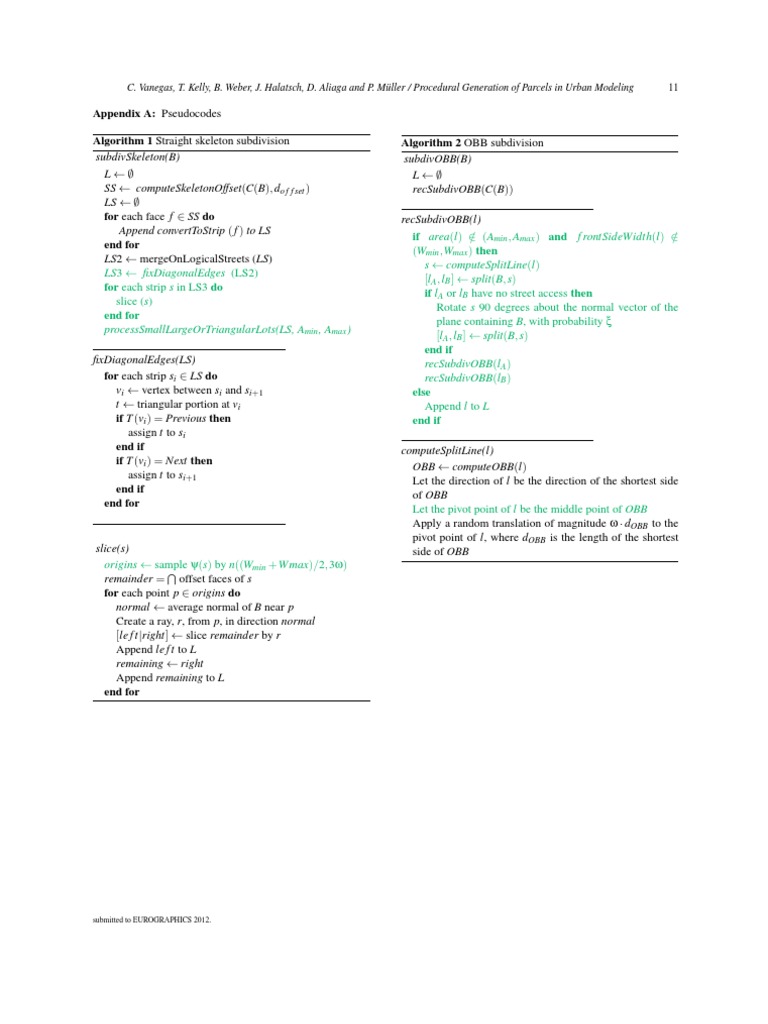 Procedural Generation of Parcels in Urban Modeling Appendix | PDF ...