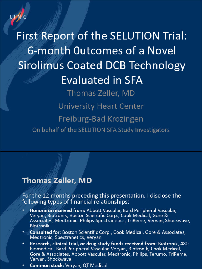Selution Fim 6m Results Linc 2018 | PDF | Balloon | Medical Specialties