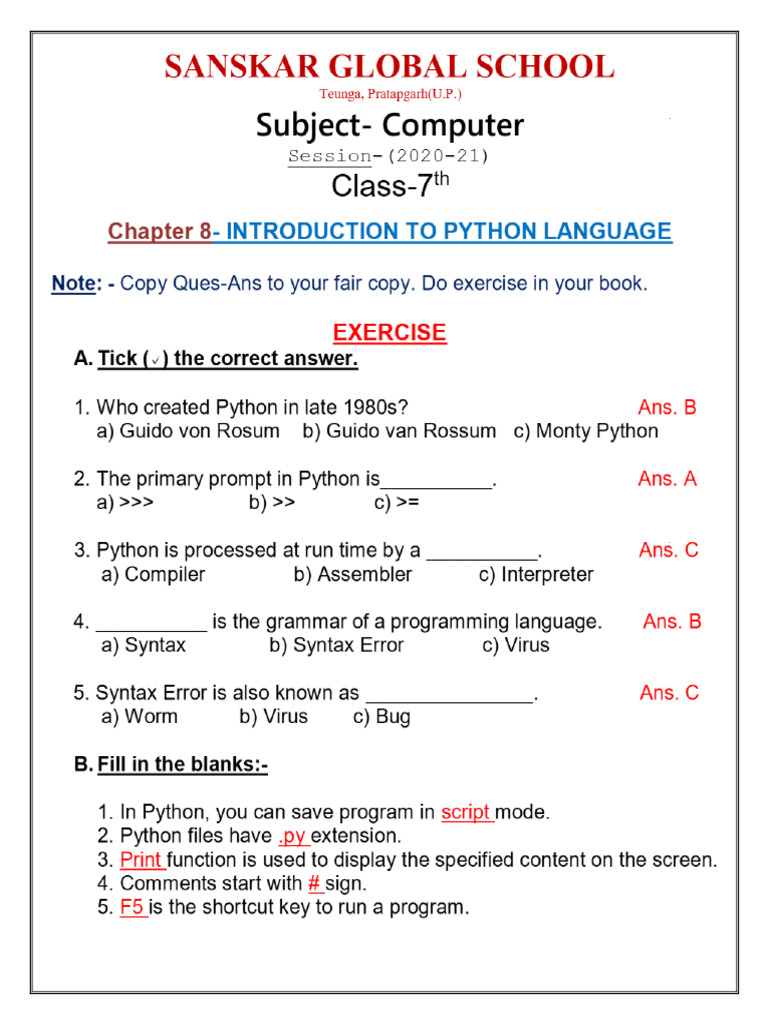Class-7 Ch-8 PDF Notes - Computer - Notes - Teachmint | PDF
