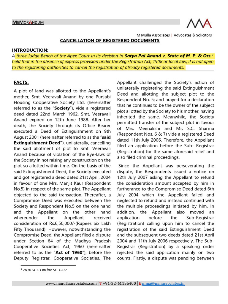 Authority to Cancel Registered Documents | PDF | Appeal | Certiorari