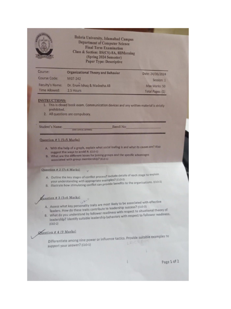 OTB Final Term 2024 Erum | PDF