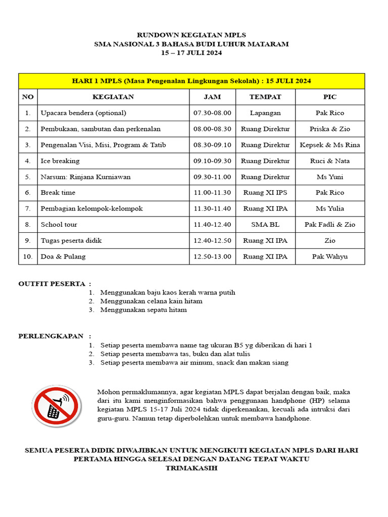 New-Rundown Kegiatan Mpls | PDF