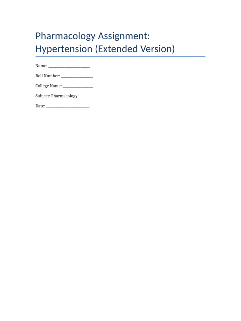 Hypertension Assignment With Diagram Part1 | PDF