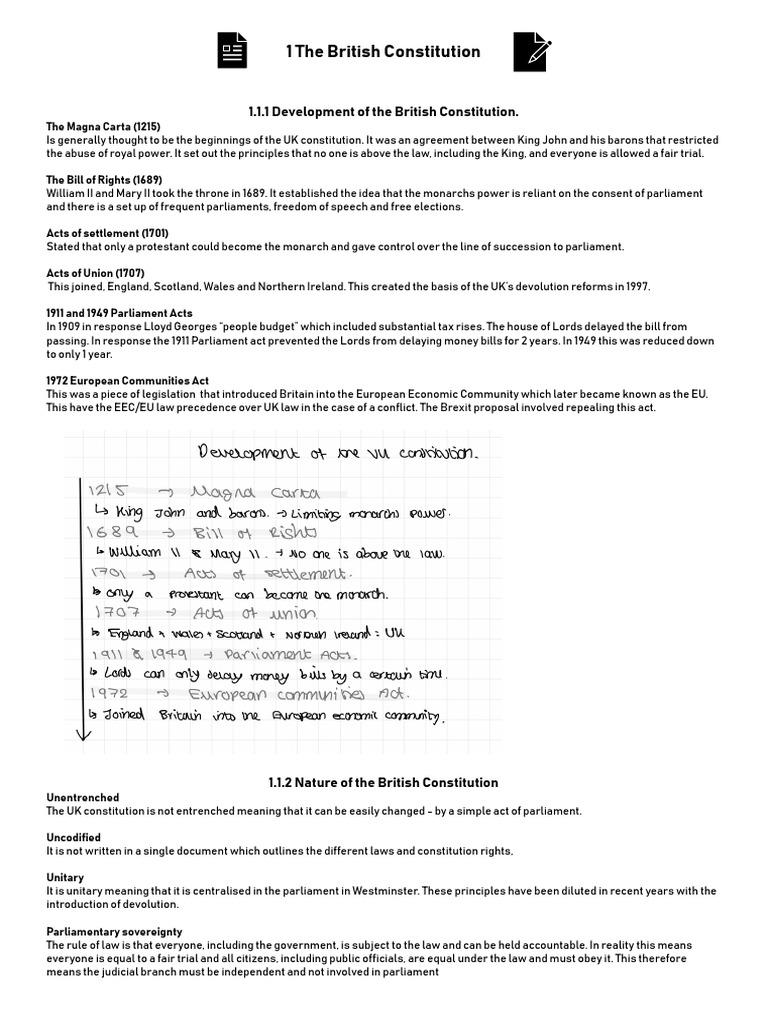 Overview of the British Constitution | PDF | Constitution Of The United ...