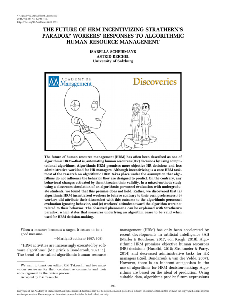 Scheibmayr Reichel 2024 The Future of HRM Incentivizing Strathern S Paradox Workers Responses To ...