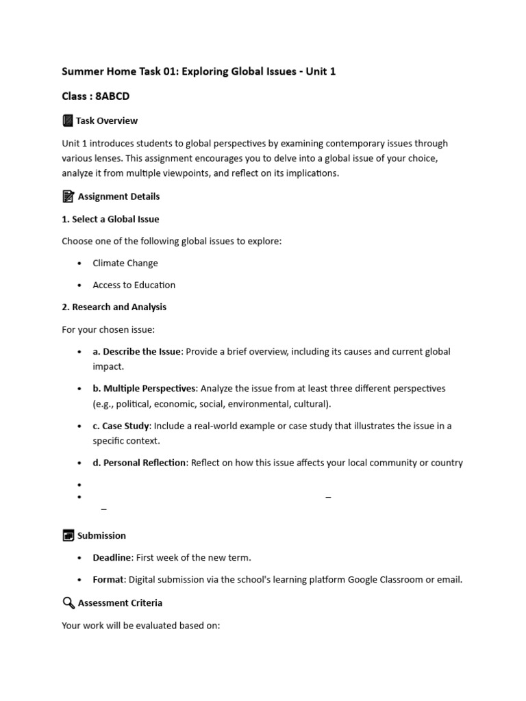 Global Pers 8ABCD Summer Vacations Home Task 2025 | PDF | Human Communication | Learning