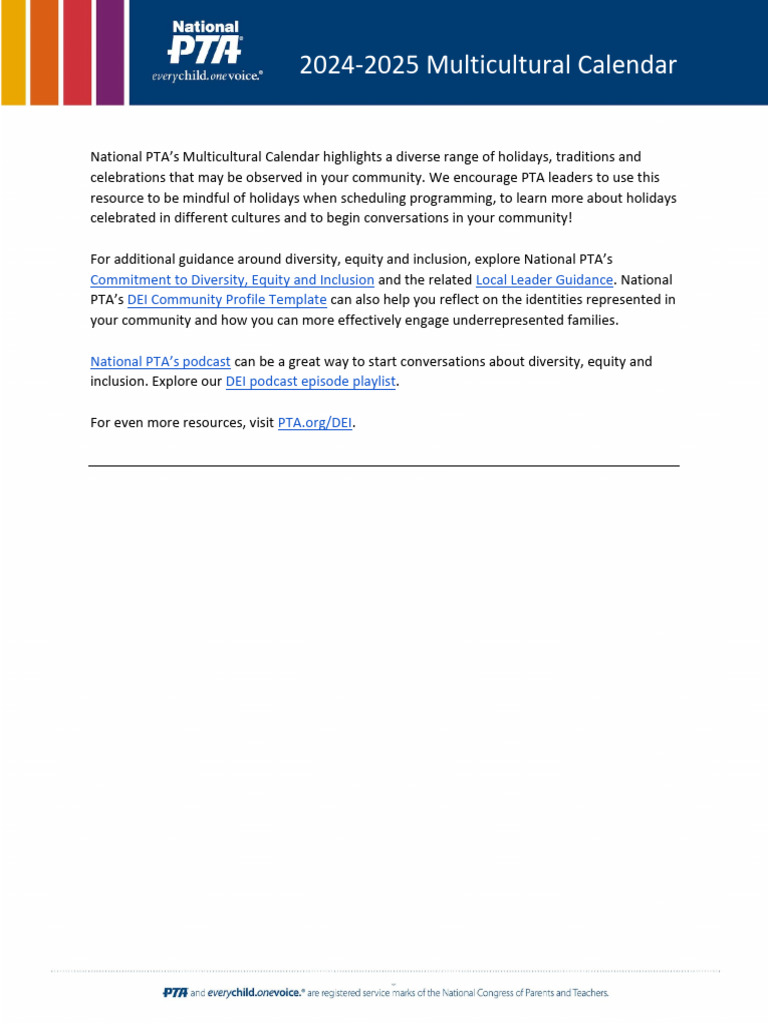 Multicultural Calendar 2024 2025 | PDF | Shemini Atzeret | Observances