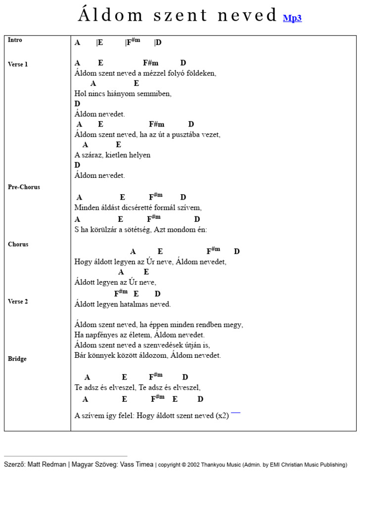 Áldom Szent Neved | PDF