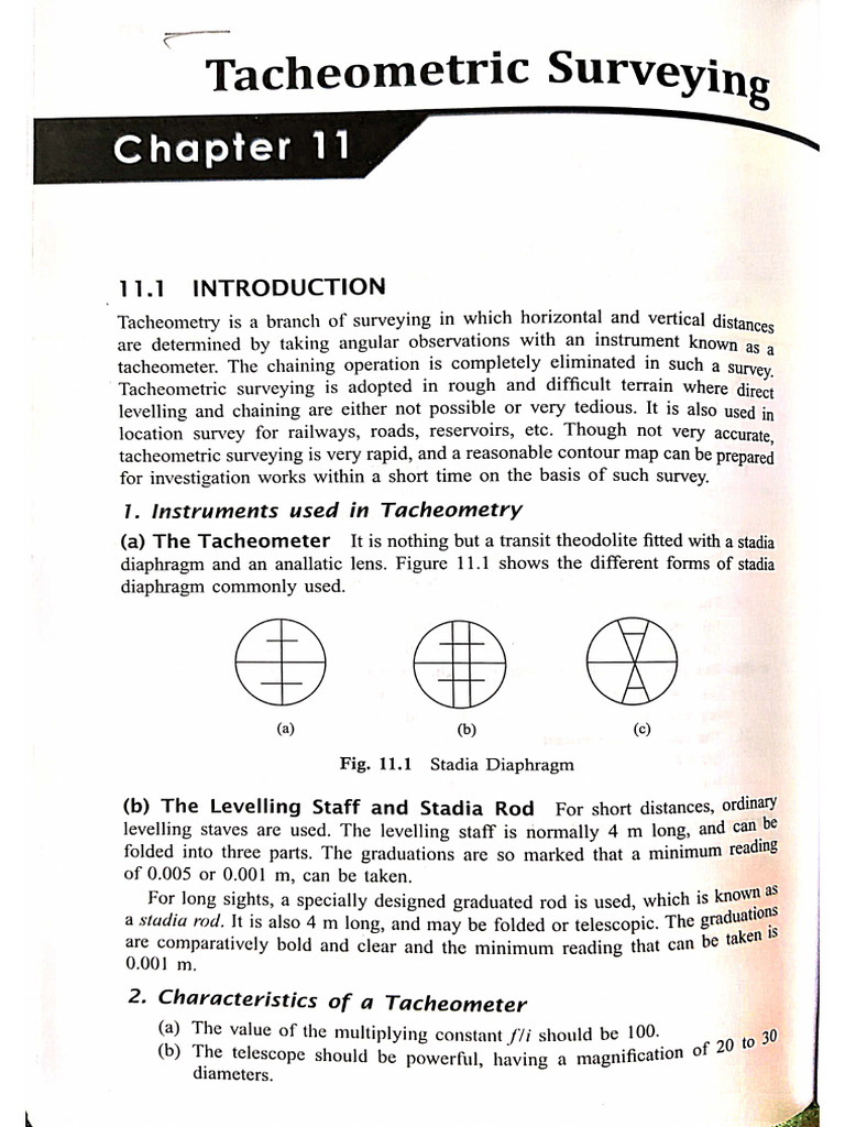 Tacheometry Notes | PDF