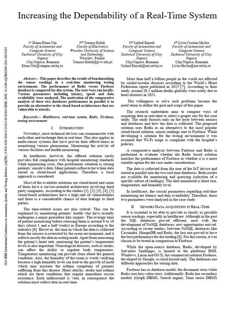 Increasing The Dependability of A Real-Time System | PDF | Databases | Computer Engineering