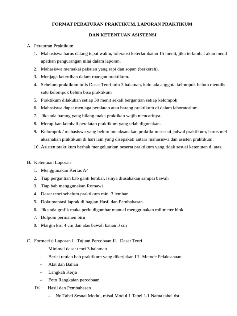 Format Laporan Praktikum Dan Ketentuan Asistensi Kendali | PDF