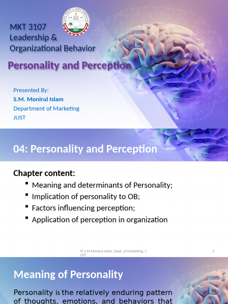 04 OB Personality and Perception | PDF | Dark Triad | Perception