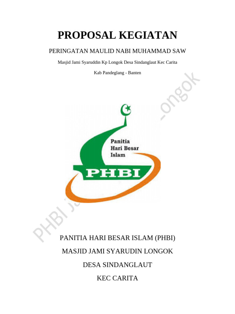 Proposal Kegiatan Phbi 2 | PDF