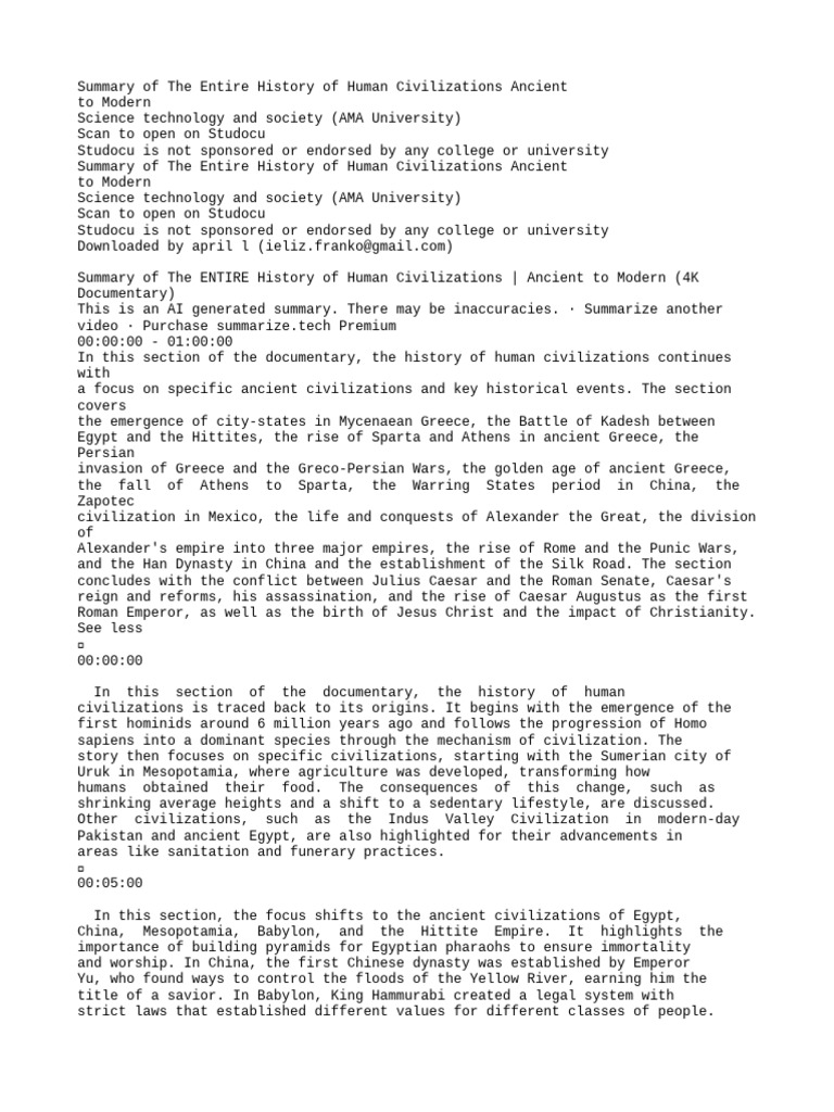 History of Human Civilizations Summary | PDF | Constantine The Great ...