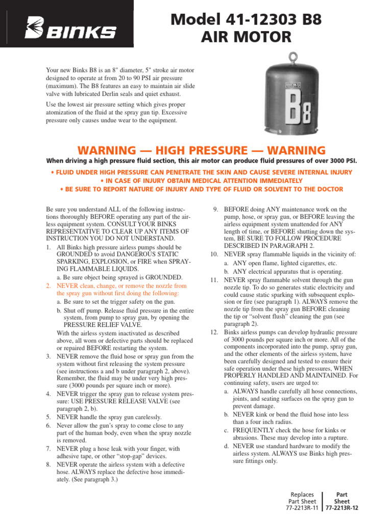 BINKS B4 AIRLESS PAINT PUMP | PDF | Piston | Valve