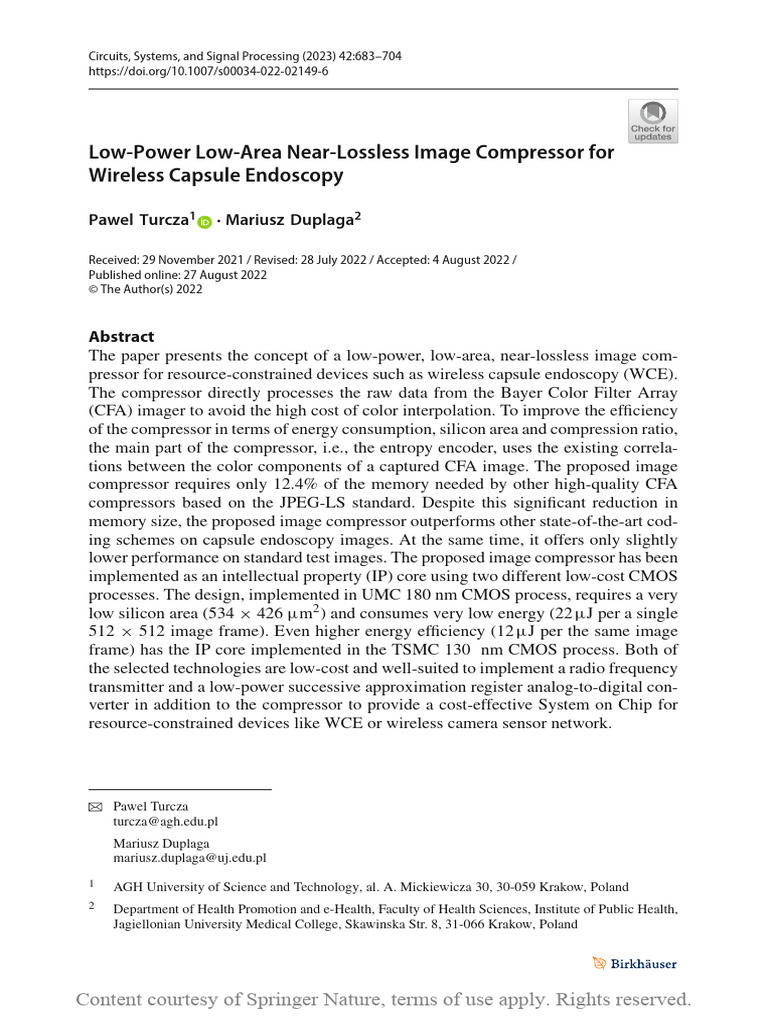 Low-Power Low-Area Near-Lossless Image Compressor | PDF | Data Compression | Signal Processing
